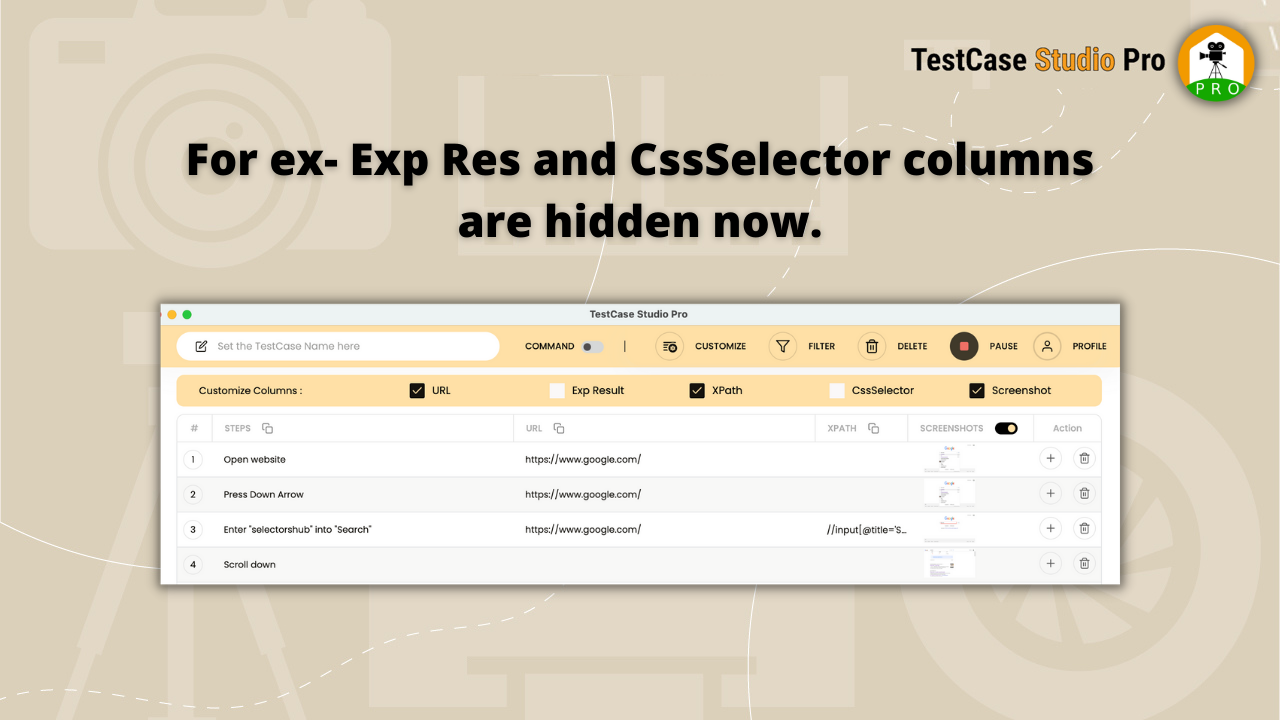TCS PRO Customize UI - SelectorsHub