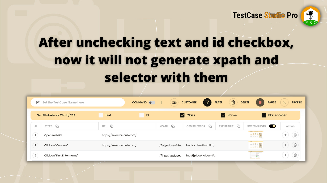 TCS PRO Attribute Filter - SelectorsHub