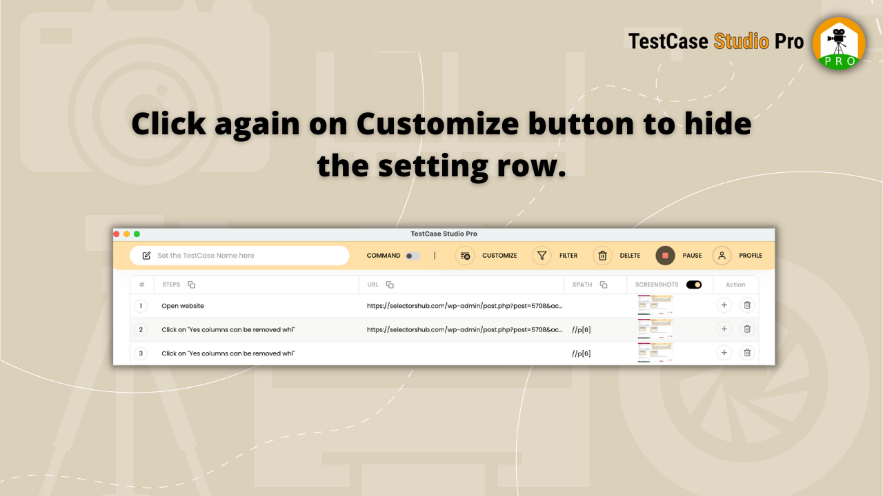 TCS PRO Customize UI - SelectorsHub